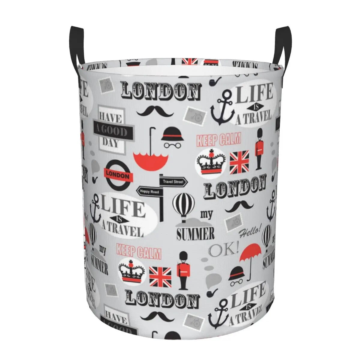 British London Newspaper Texture Laundry Basket Foldable UK United ...