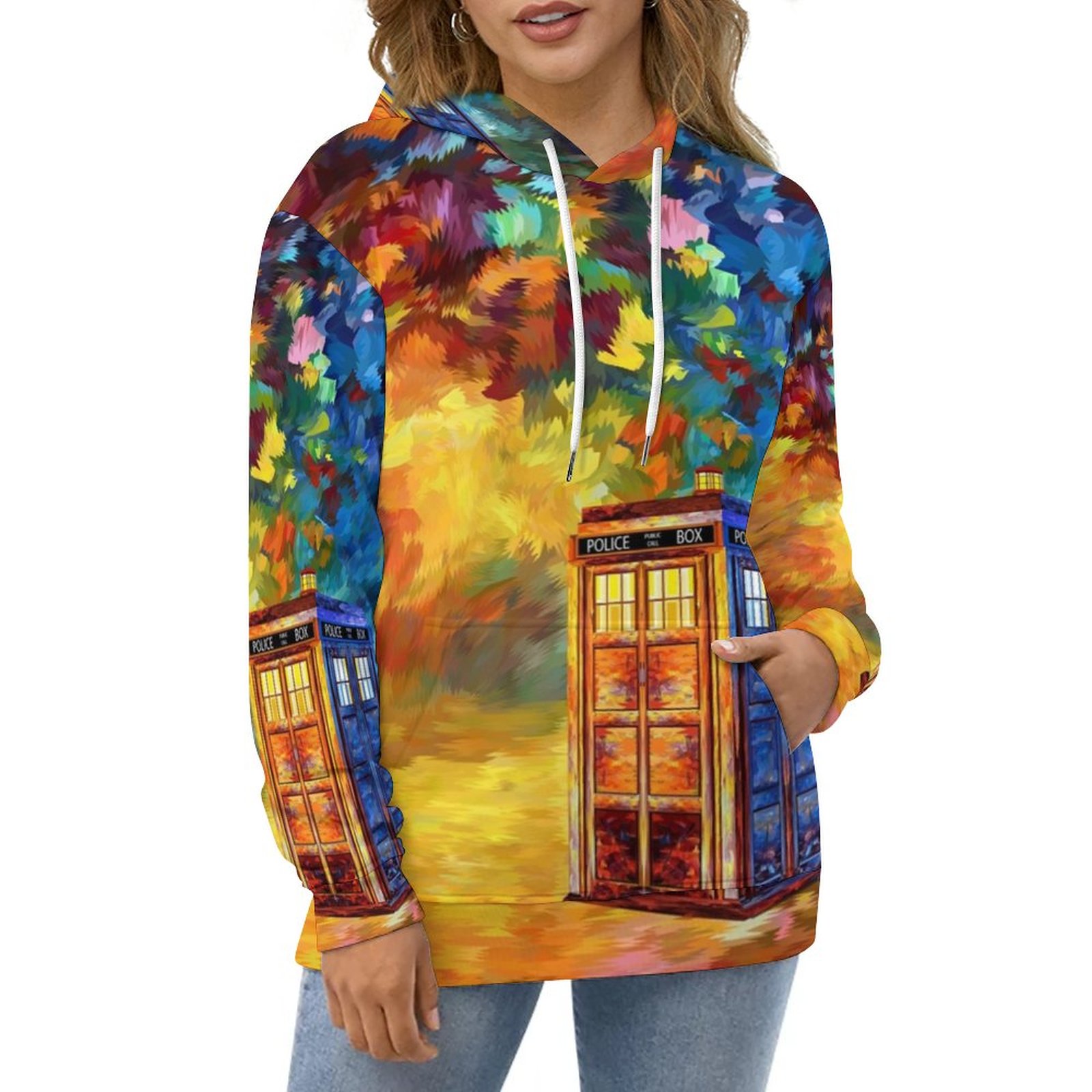 British Police Public Call Box Abstraction Hooded Sweatshirt Men And ...