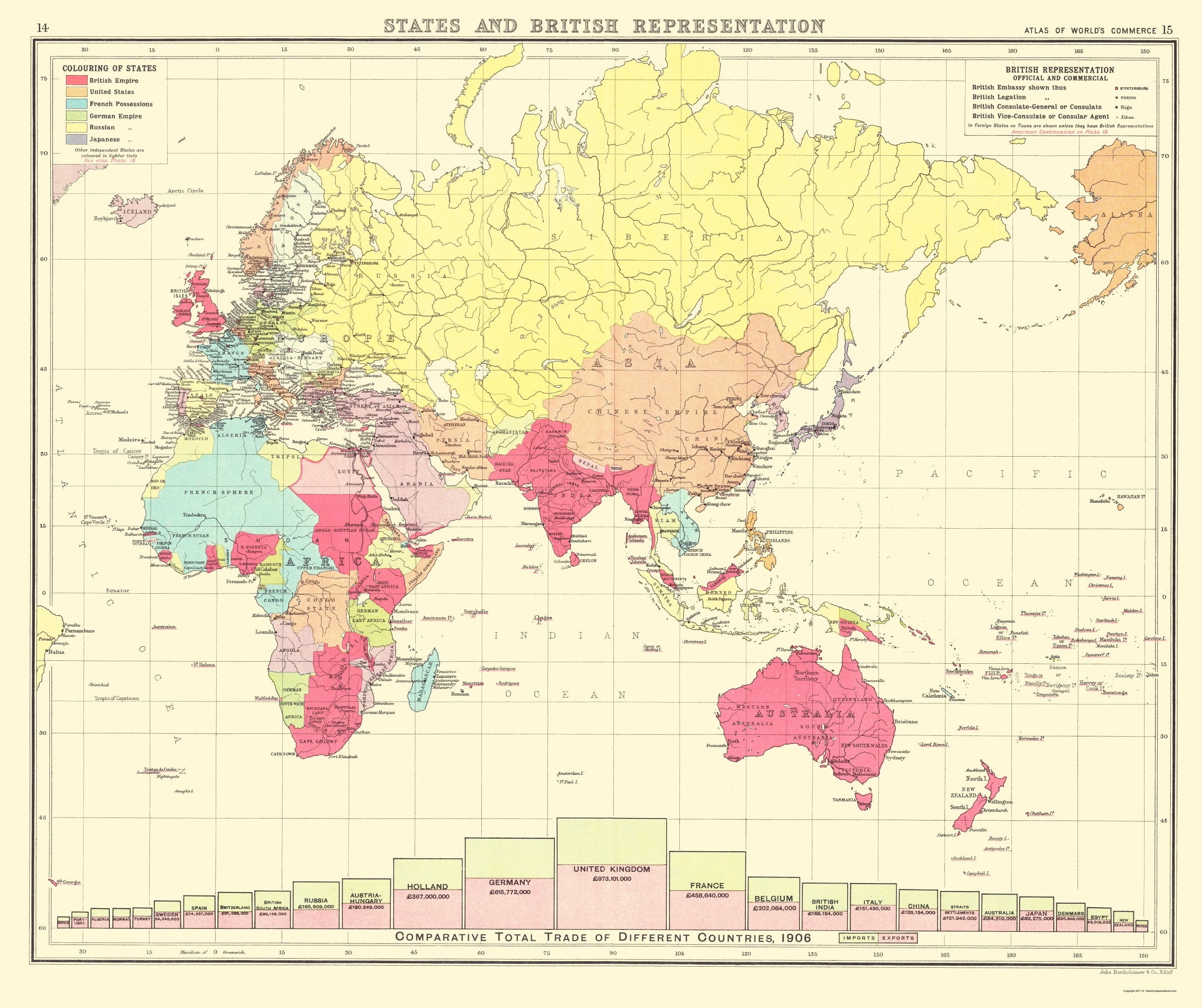 Historic Map - British Posessions East - Bartholomew 1907 - 23 x 27 ...