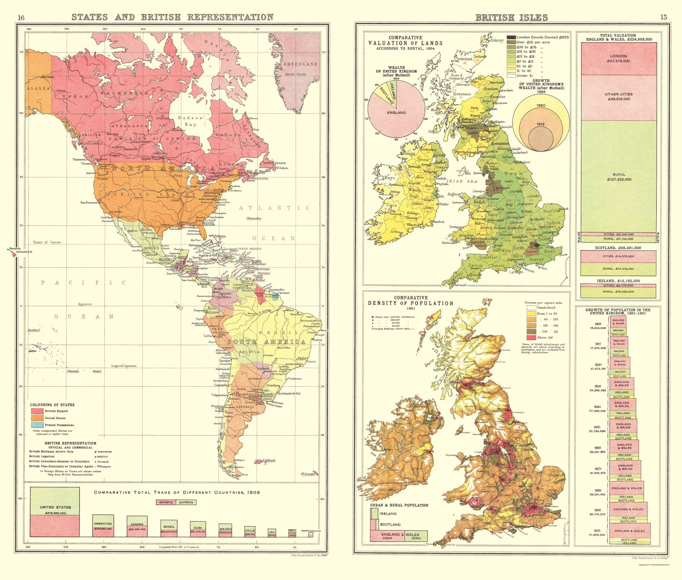 Historic Map - British Posessions West - Bartholomew 1907 - 23 x 27.03 ...