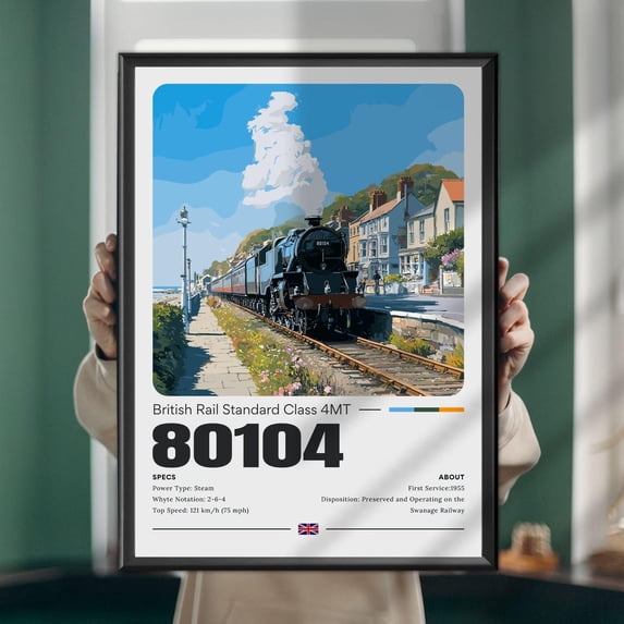 British Rail 80104 Swanage Steam Train Poster, Unframed Paper Poster ...