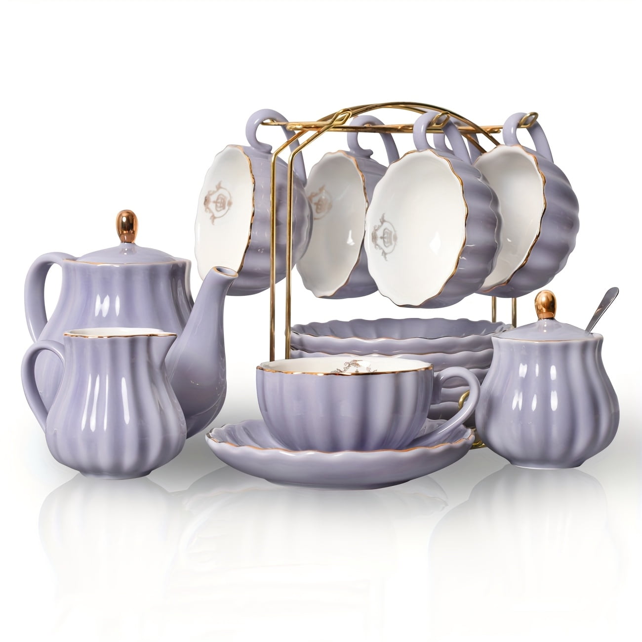 "British Royal Series 6-Piece Ceramic Tea Set: 8oz Cups & Saucers ...