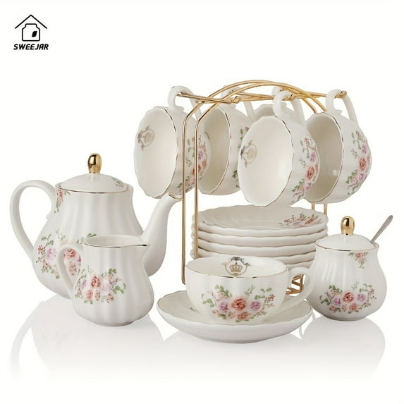 British Royal Series Tea Set - 8oz Cups & Saucers Service for 6 ...