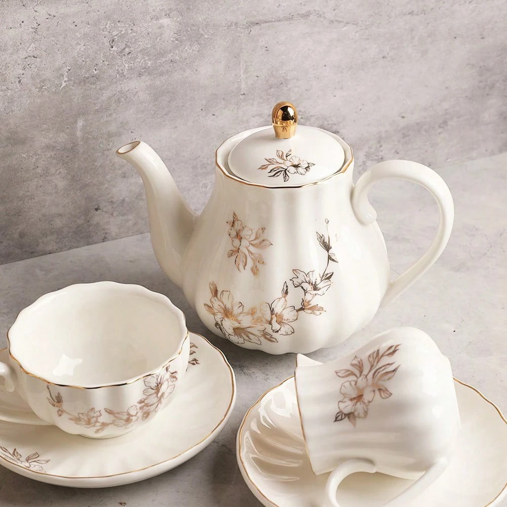 British Royal Series porcelain tea set, 8-ounce cup and 6-person sauce ...