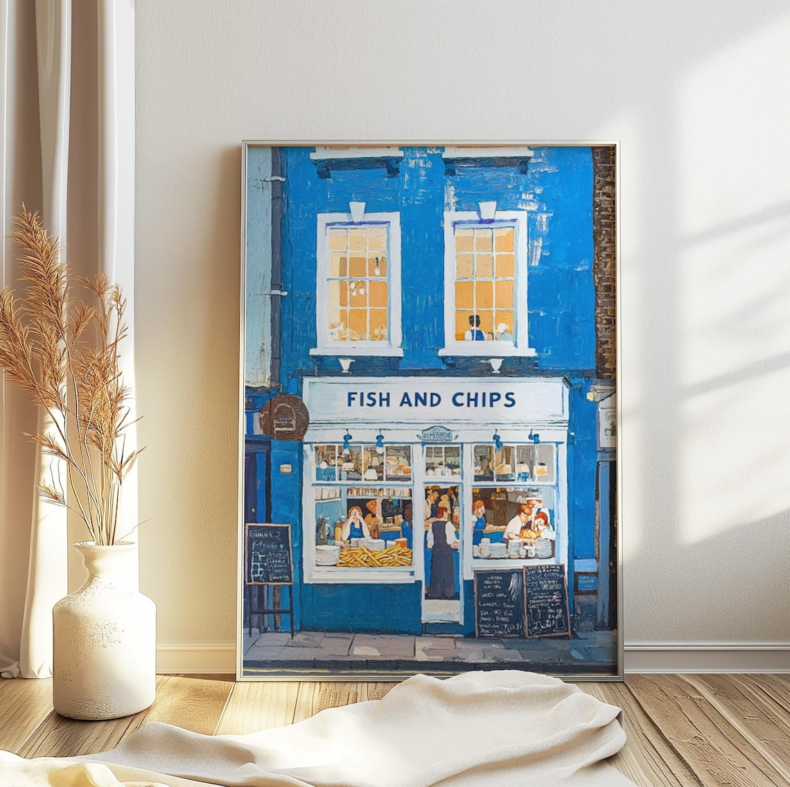 British Seaside Fish and Chips Chip Shop Retro Kitchen Food Art Print ...