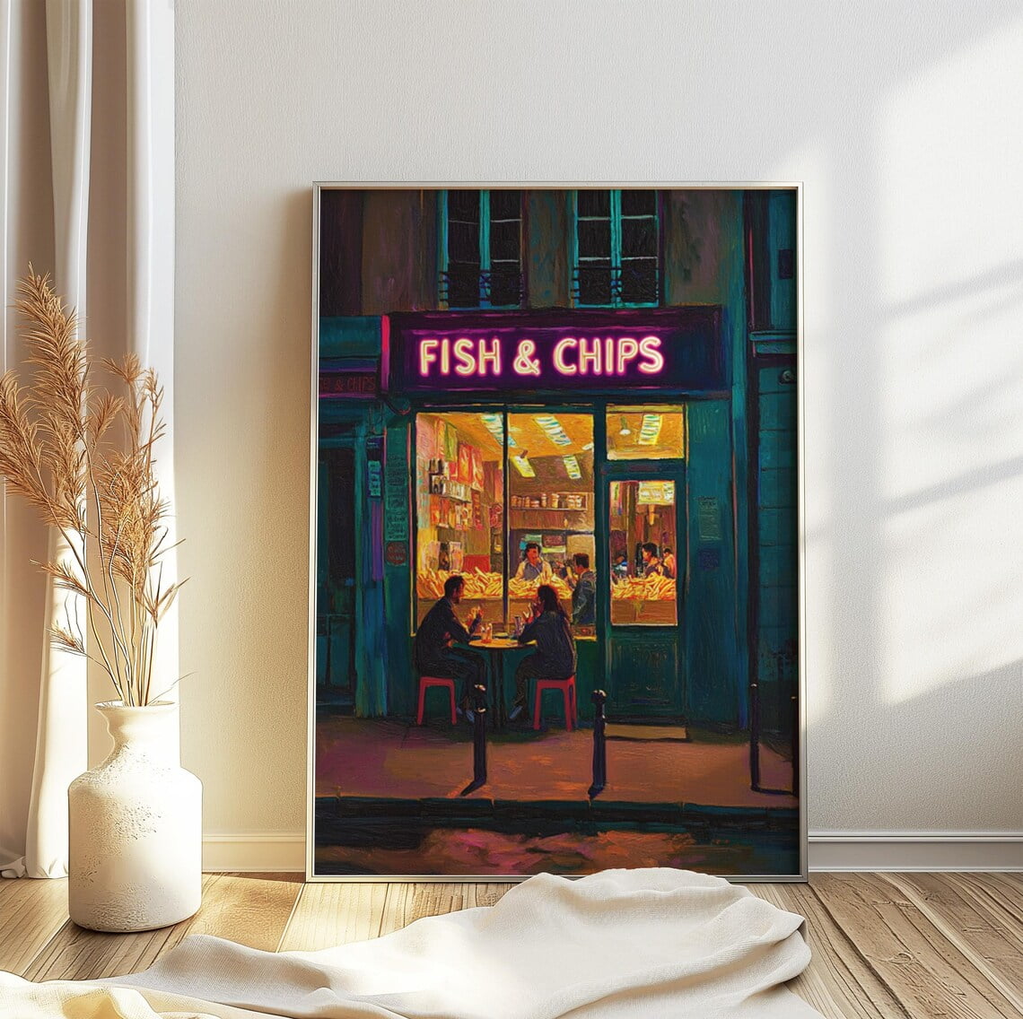 British Seaside Poster, Fish And Chips, Chip Shop, Seafood Art, Fish ...