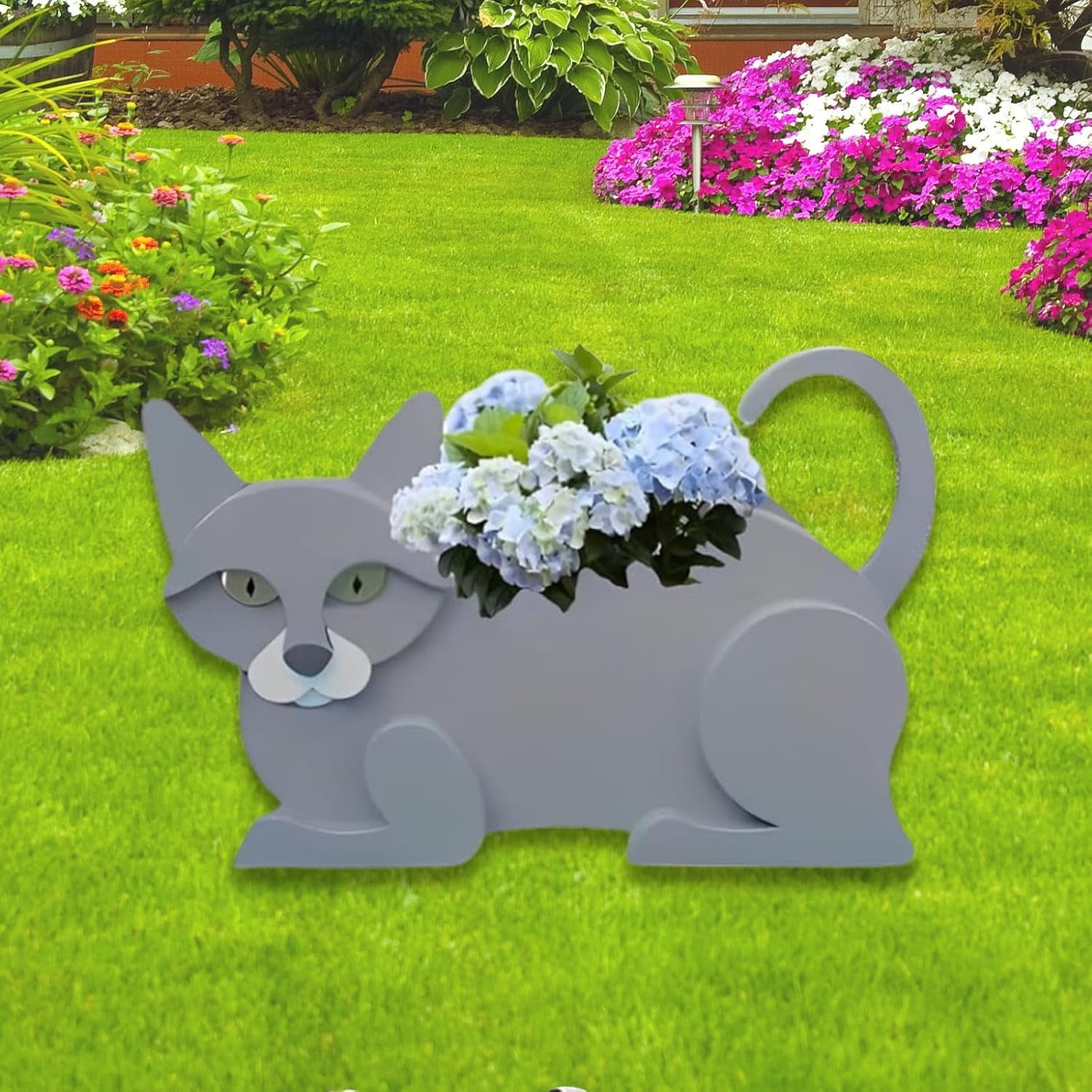 British Short Cat Planter Plant Pots, Cute Garden Cat Flower Planter ...
