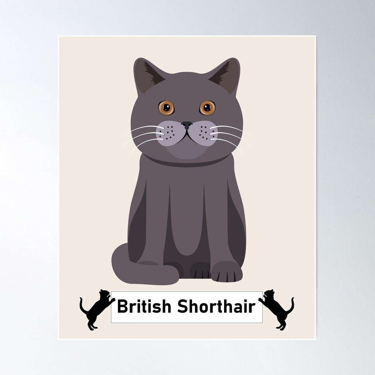 British Shorthair Cat Breed - Cartoon Art Style Poster Wall Art Modern ...