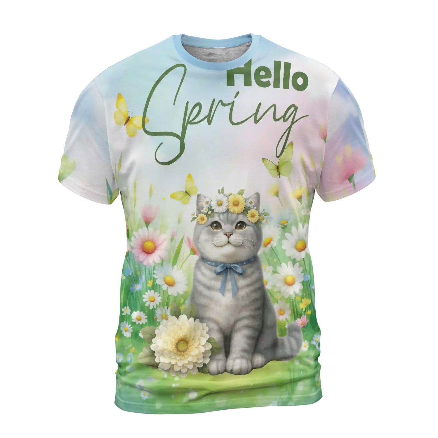 British Shorthair Hello Spring Time Flower Floral Nature All Over Print ...
