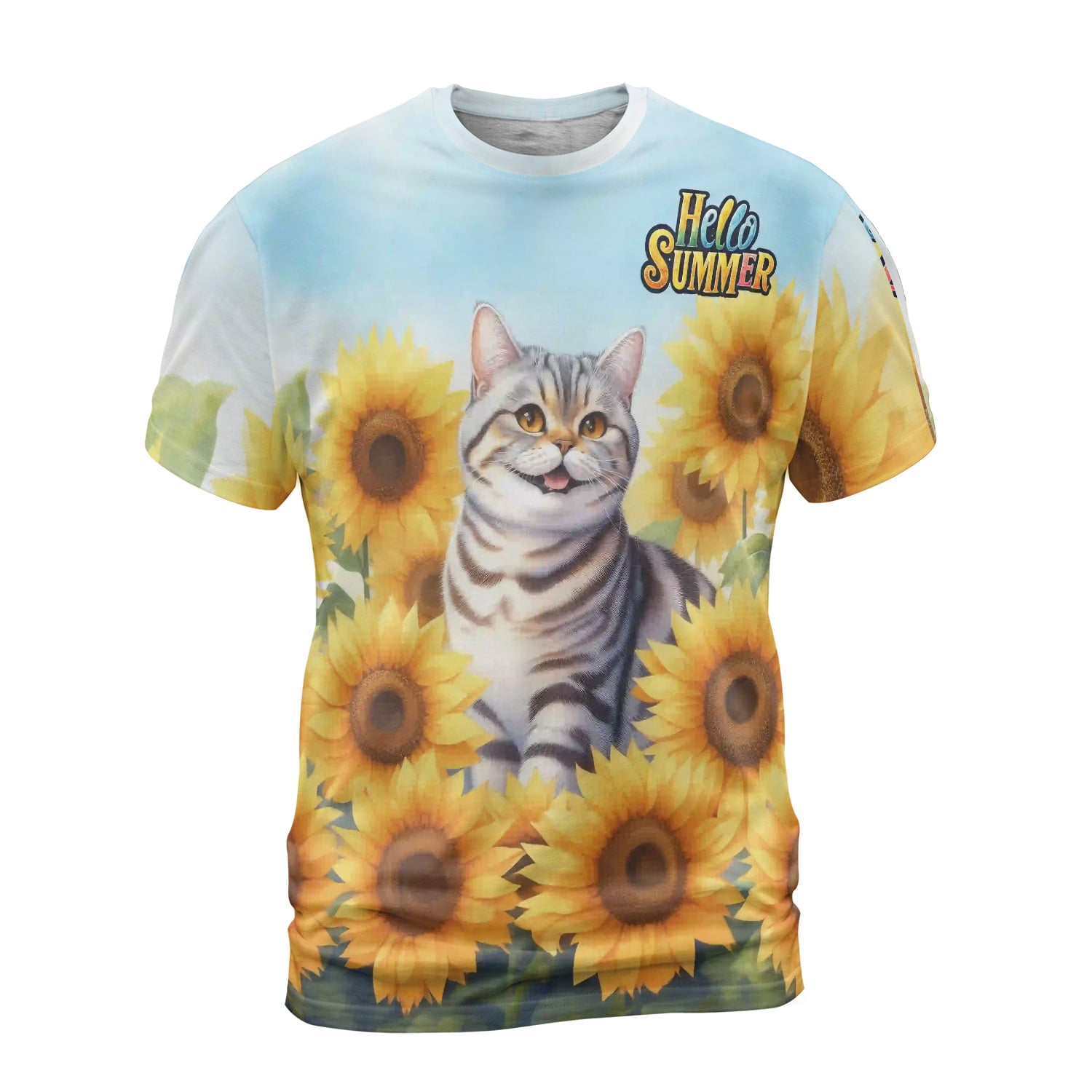 British Shorthair Hello Summer Sunshine Sunflowers Spring Retro Vintage ...