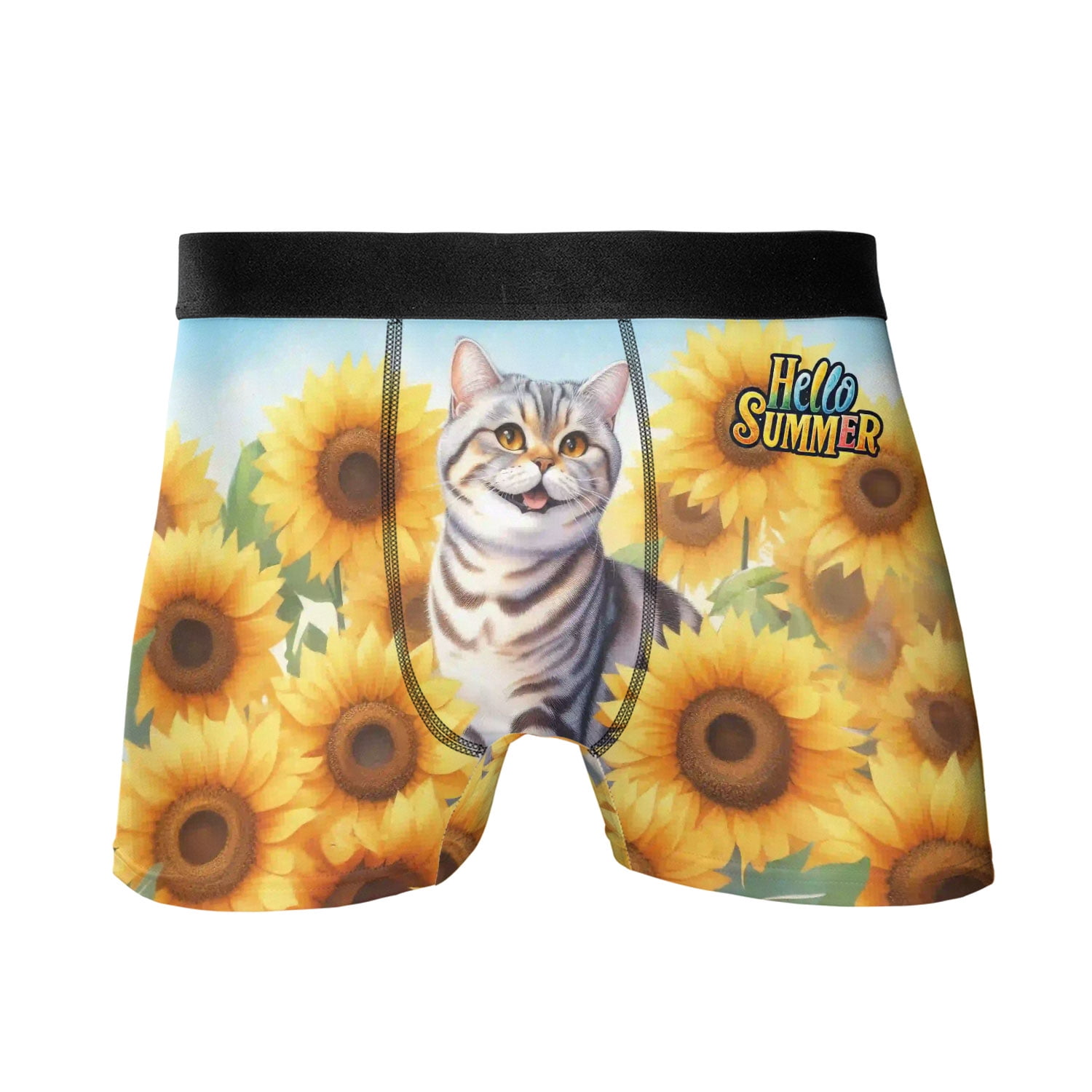 British Shorthair Hello Summer Sunshine Sunflowers Spring Retro Vintage ...