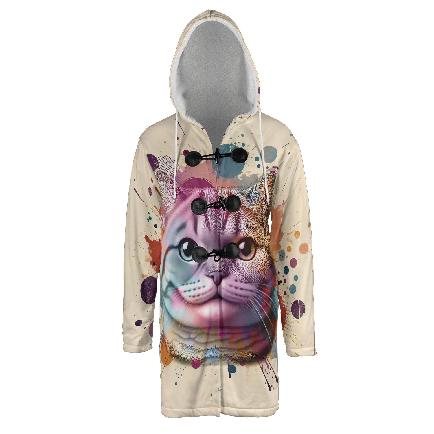 British Shorthair Portrait Watercolor Vintage Retro Styles All Over Print 3D Hooded Duffle ...