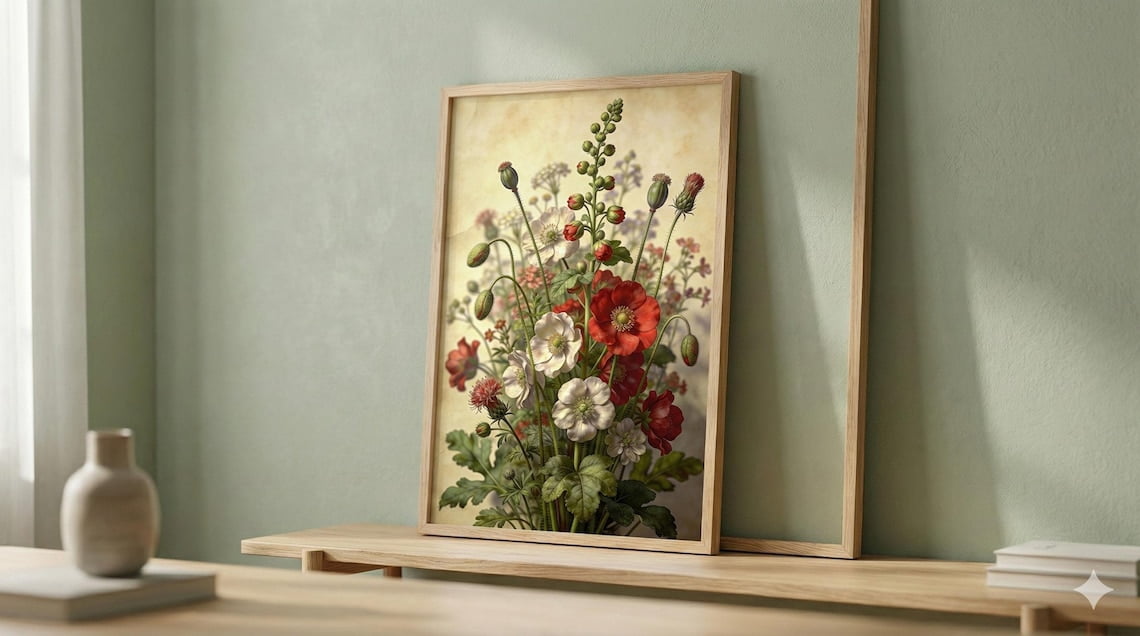 British Spring Wildflowers Vintage Botanical Cottagecore Wall Art ...