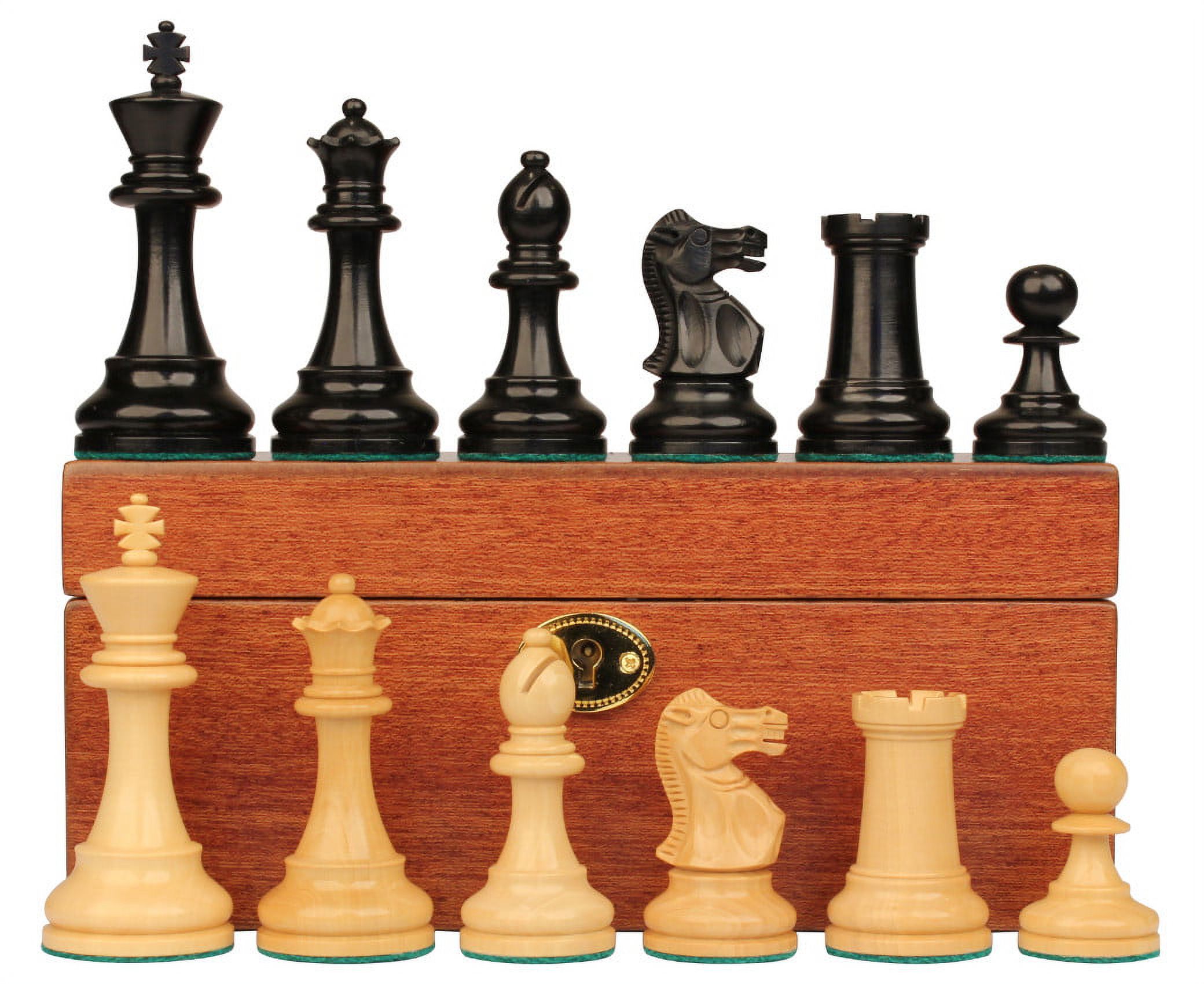 LARGE 4 3/8" King Copper Gold Finish Staunton Chess Set 18" Cherry ...