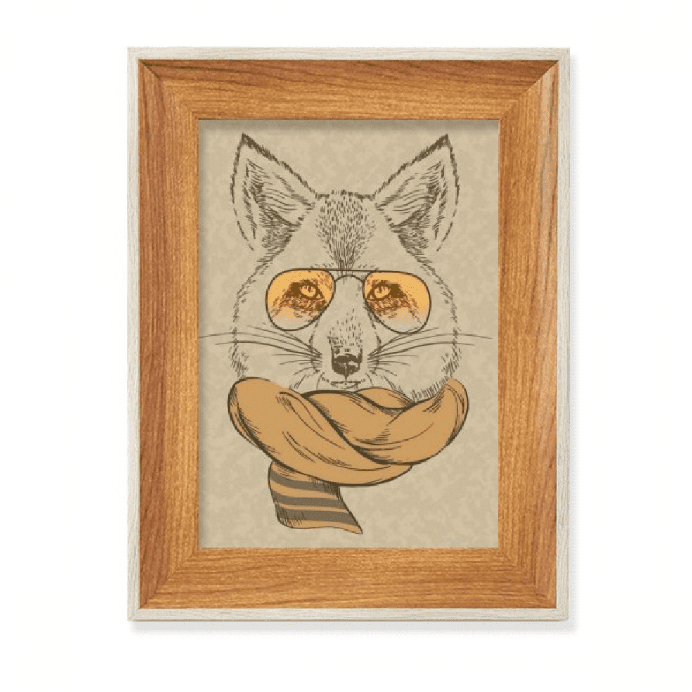 British Style Animal Gentle Wolf And Scarf Animal Desktop Wooden Photo ...