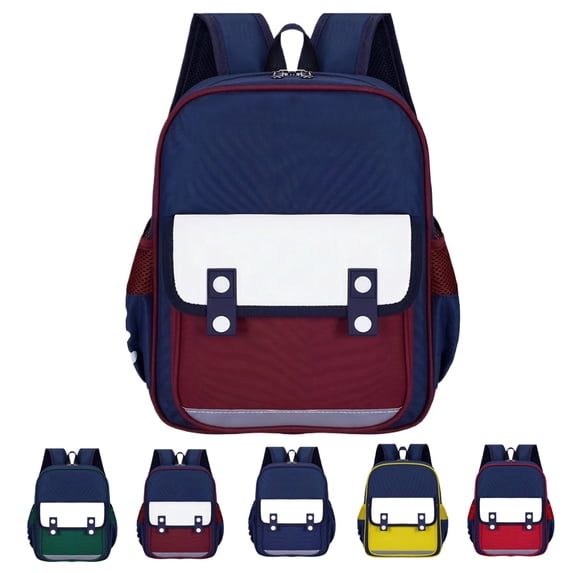 British Style Color Block Kids School Backpack, Water Resistant Oxford ...