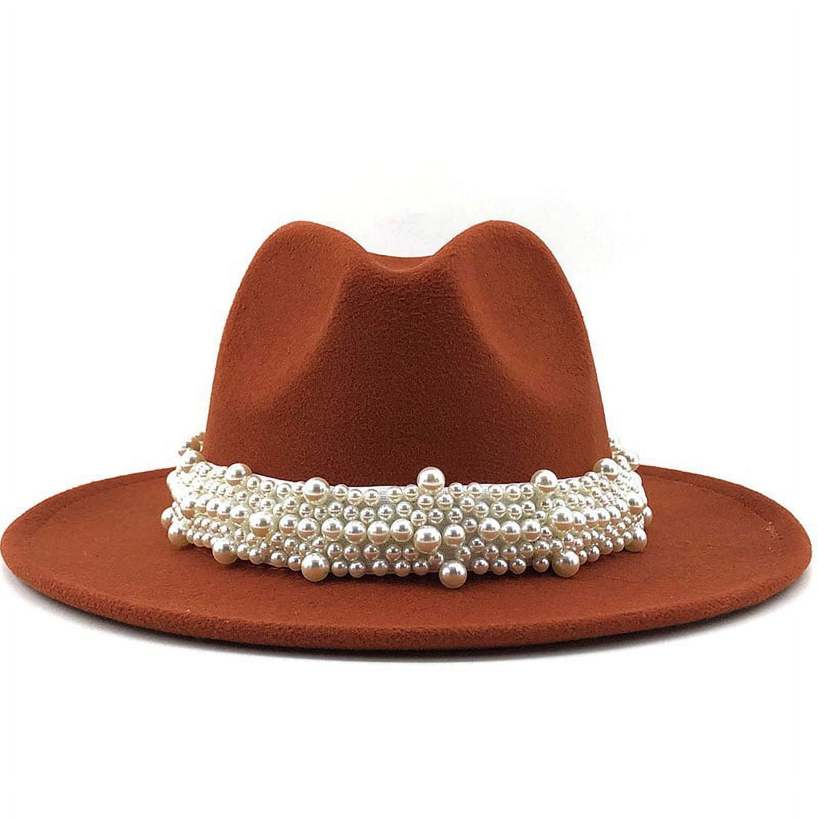 British Style Fashion Elegant Jazz Hat with Pearl Ring - Top Hat Big ...