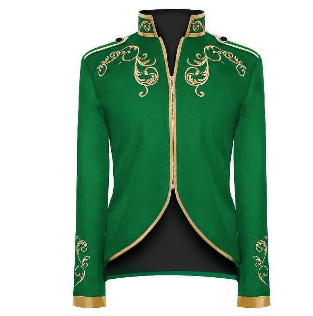 British Style Men Standing Collar Embroidered Suit Jacket Red / Blue ...