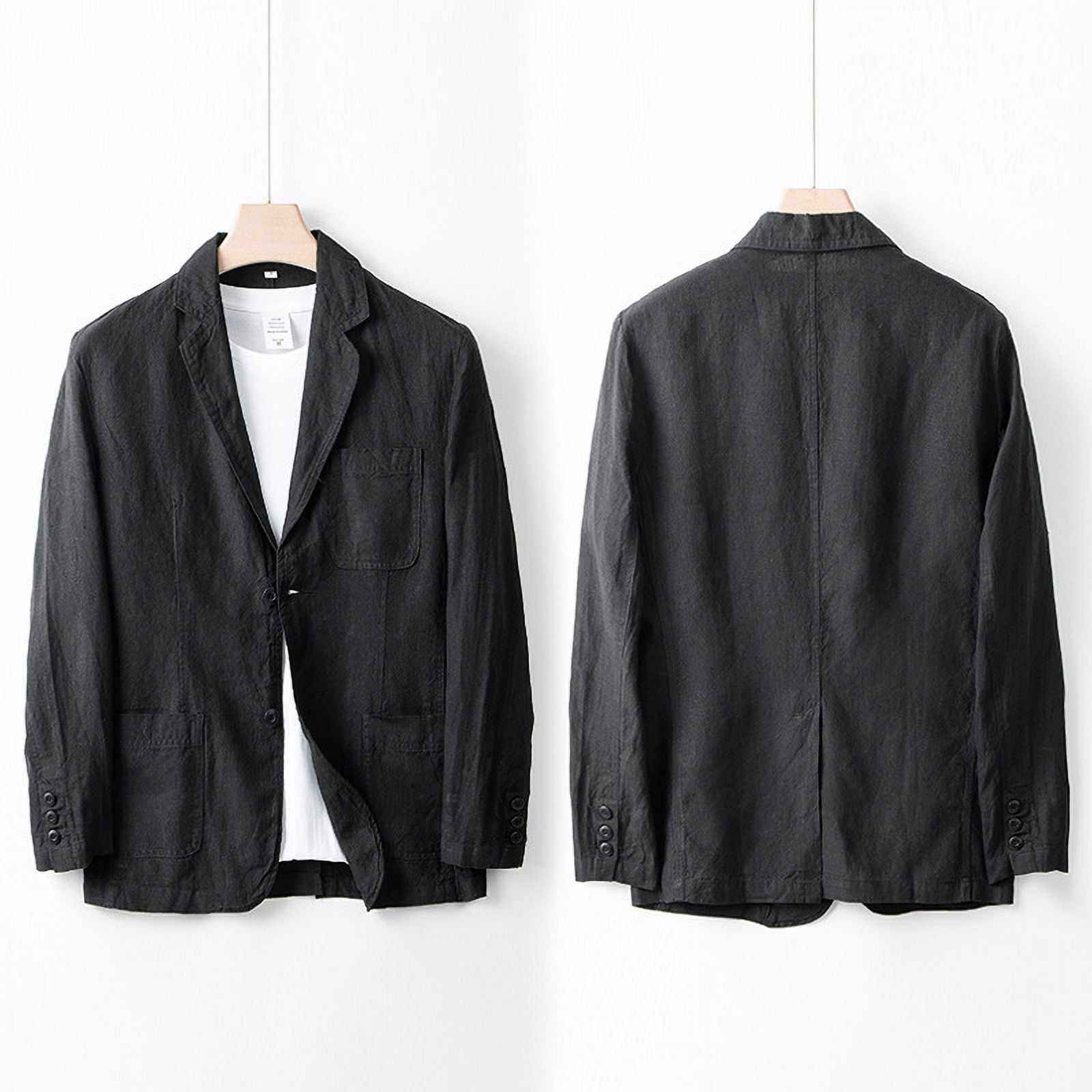 British Style New Linen Blazer Hombre Daily Casual Blazer Loose Solid ...