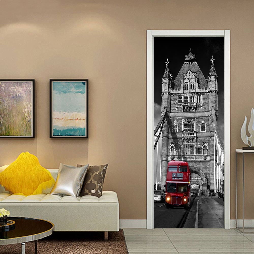 British Style Self Adhesive Door Sticker Wallpaper 3D Relief Plaster ...