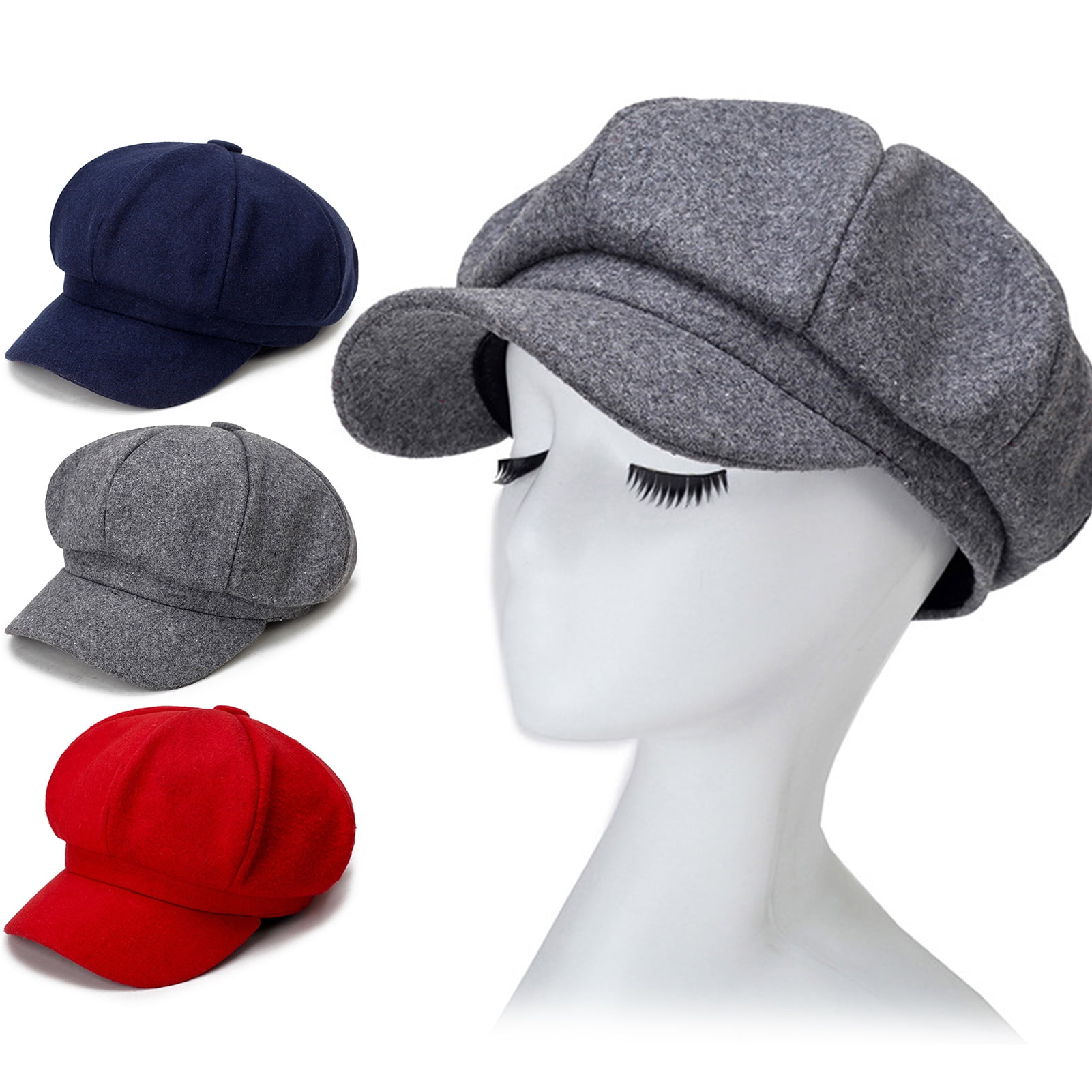 British Style Wide Brim Woolen Beret Hat Retro Artist Painter Newsboy ...