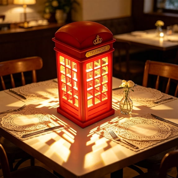British Telephone Booth Table Lamp, Touch-Sensitive, LED Night Light ...