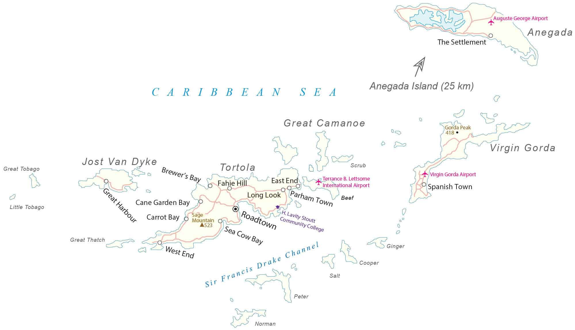 British Virgin Islands Map GLOSSY POSTER PICTURE PHOTO PRINT BANNER ...