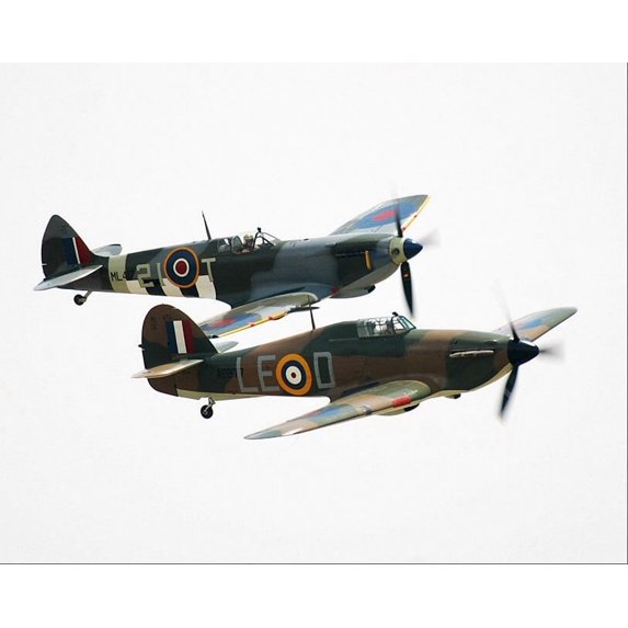 British WWII Spitfire & Hawker Hurricane Style -1 - 12x18 Inch ...