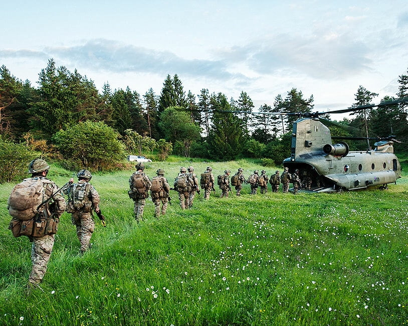 British and French Troops Chinook Helicopter - 24x36 Inch Glossy ...