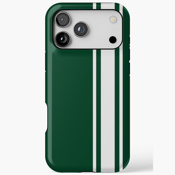 British racing green with white stripes iPhone Case 17 16 15 14 13 12 ...