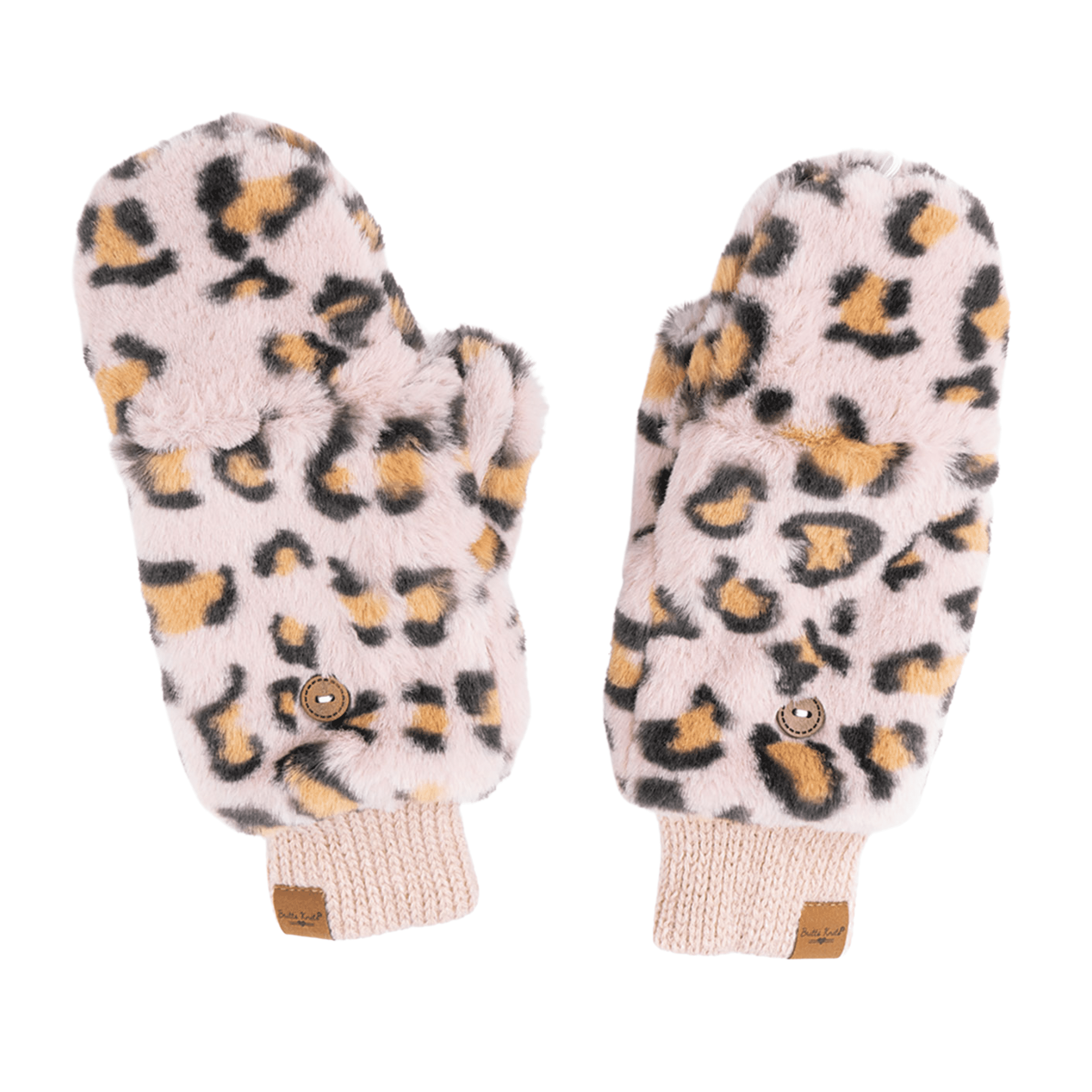 Britt’s Knits Snow Leopard Plush Winter Convertible Mittens Warm Gloves ...