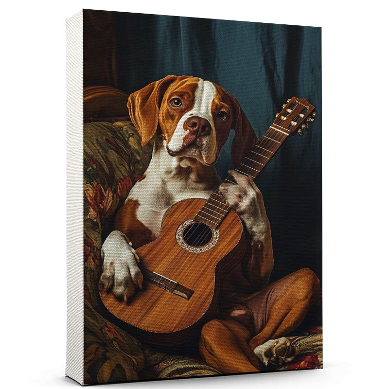 Brittany Cute Dog Ukelele Stretched Canvas Size 8x12 – Retro Brittany ...