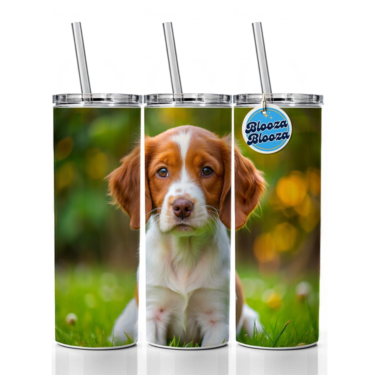 Brittany Spaniel Dog Puppy Photo 20oz Insulated Water Bottle Skinny ...