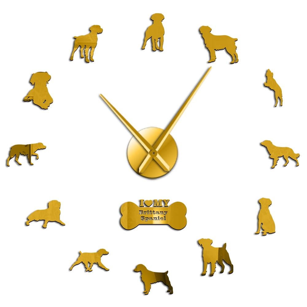 Brittany Spaniel Dog Silhouettes Frameless Wall Clock Stickers, DIY ...