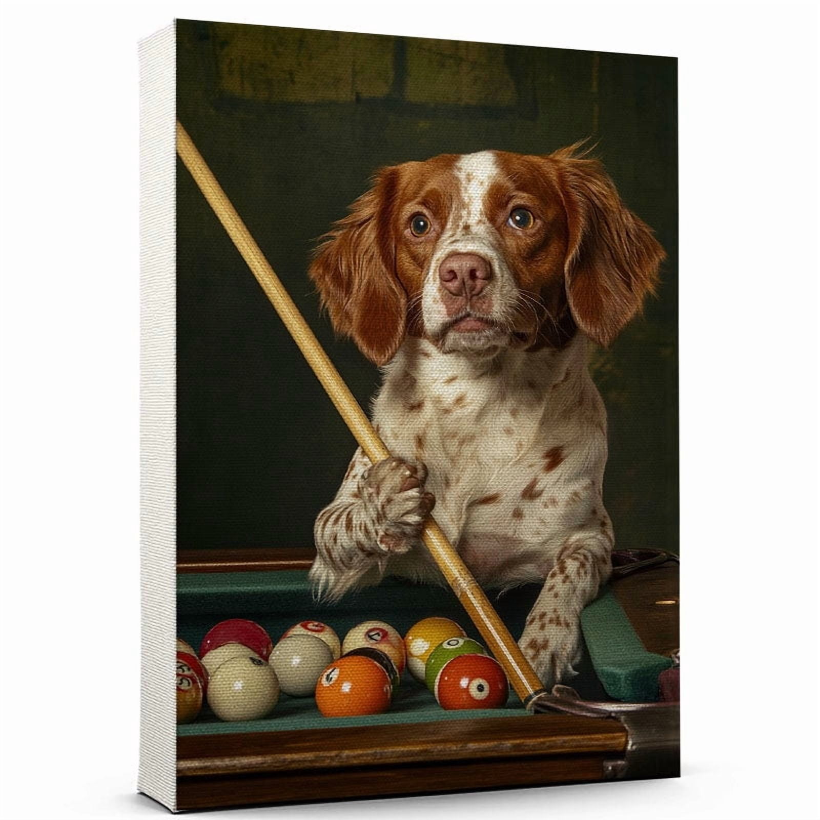Brittany Vintage Dog Billiards Canvas – Artistic Sports, Brittany Dog ...
