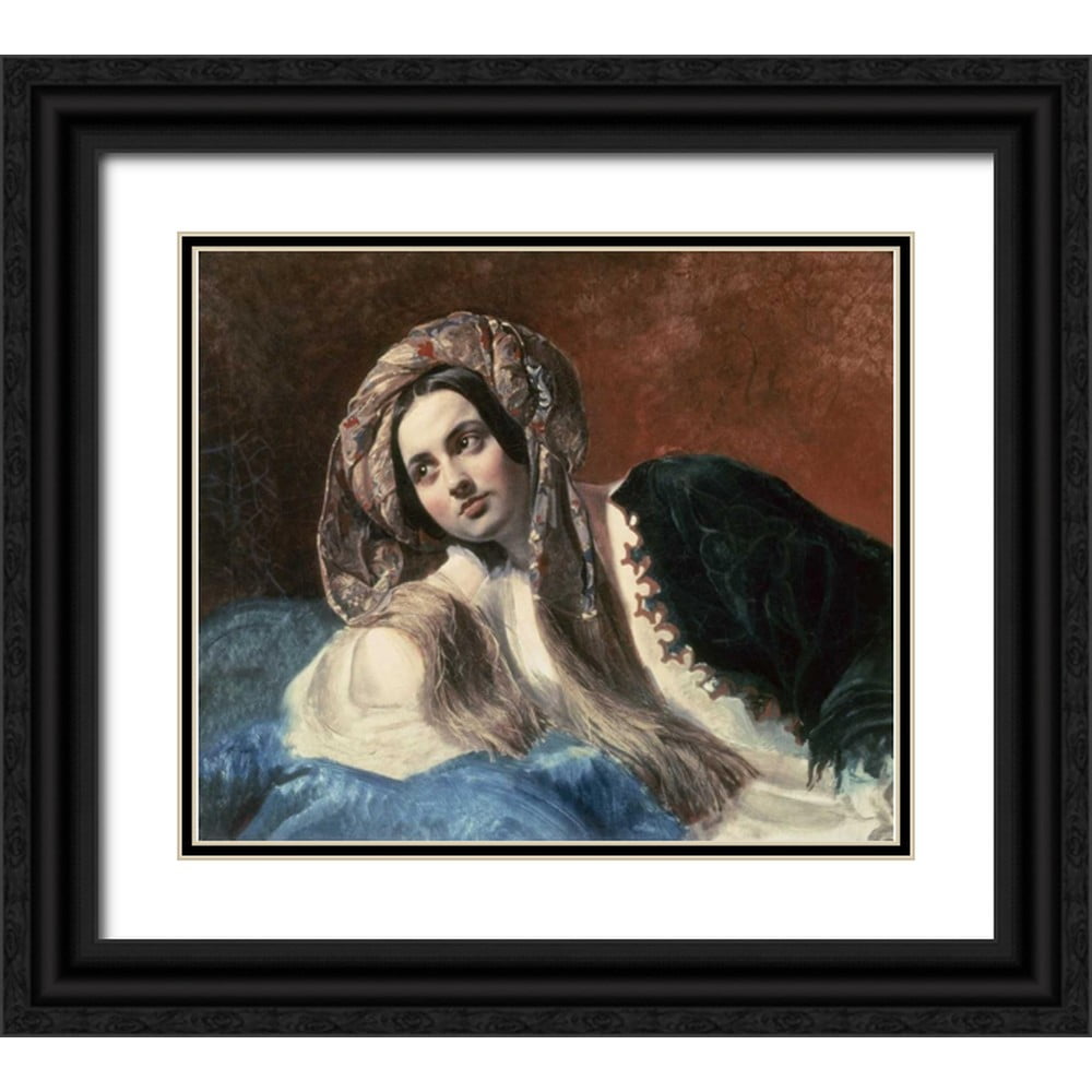Briullov, Karl Pavlovic 30x26 Black Ornate Wood Framed with Double ...