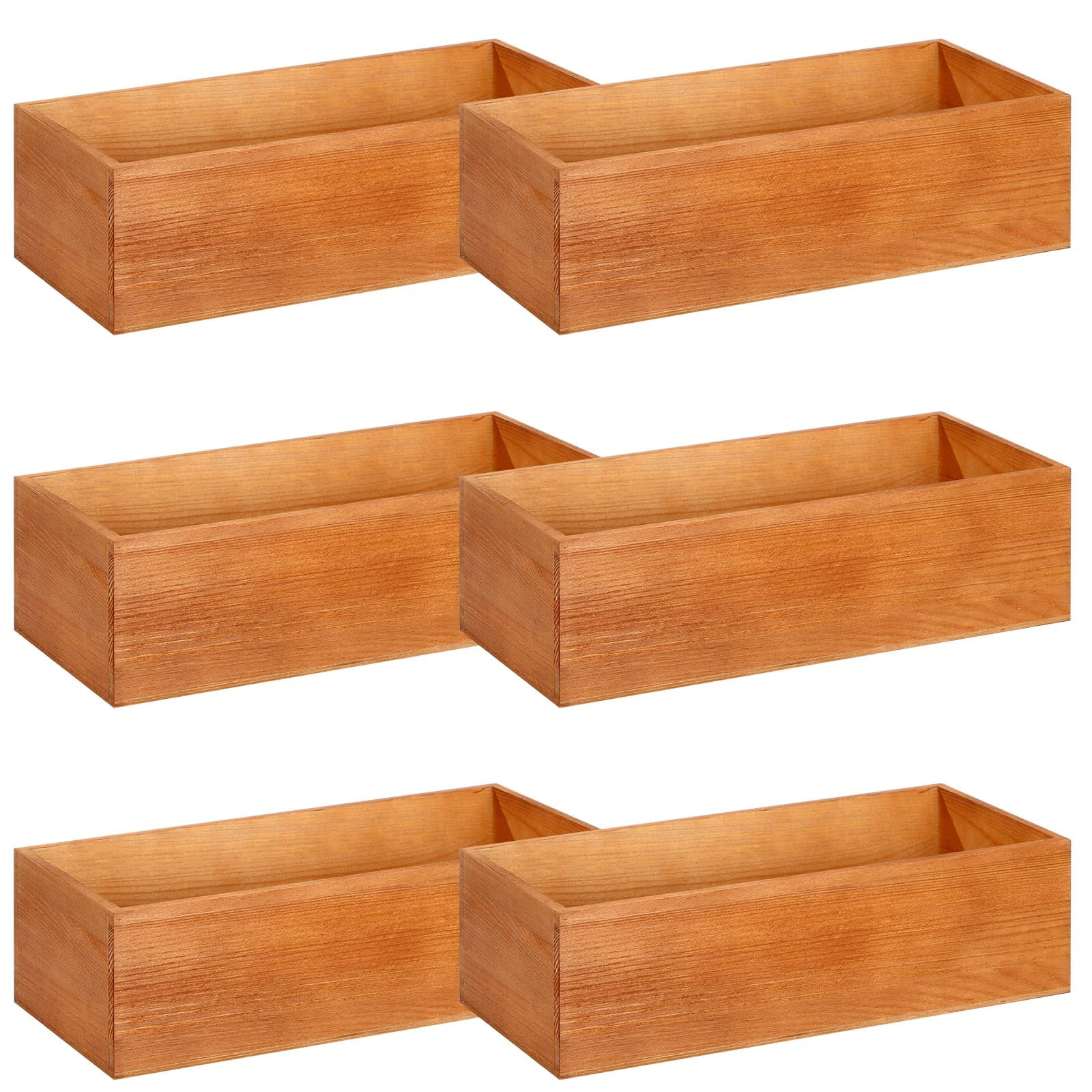 Briwooody 6 Pack 12'' Wooden Display Box Wood Pallet Bin Wooden Crates ...