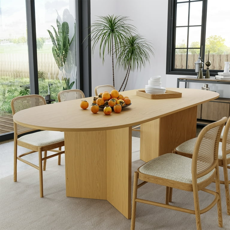Brix 79 inchx33.5 inch Soild Wood Dining Table Oval Kitchen Table Oak