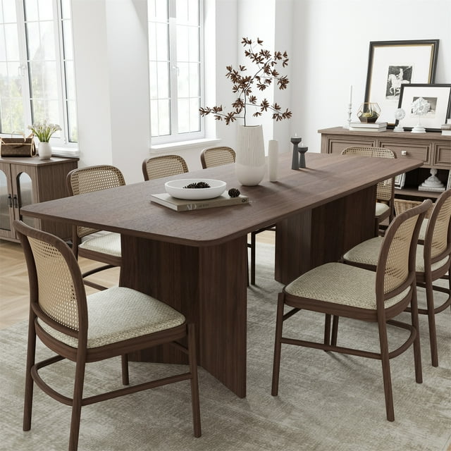 Brix 79"x33.5" Soild Wood Dining Table Rectangle Kitchen Table, Walnut ...