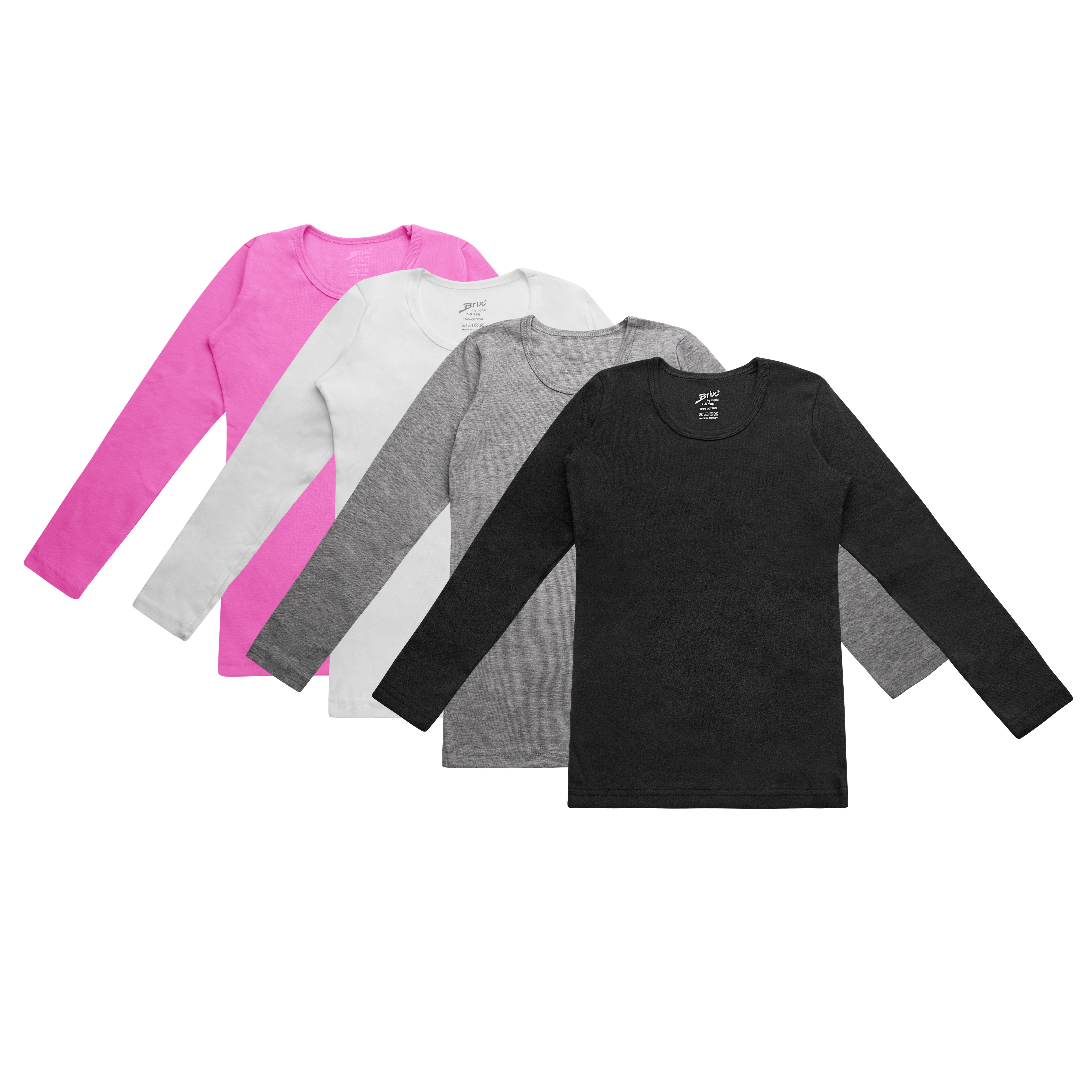 Brix Little Girls Long Sleeve Tee Shirts Crew Neck Pack - Walmart.com
