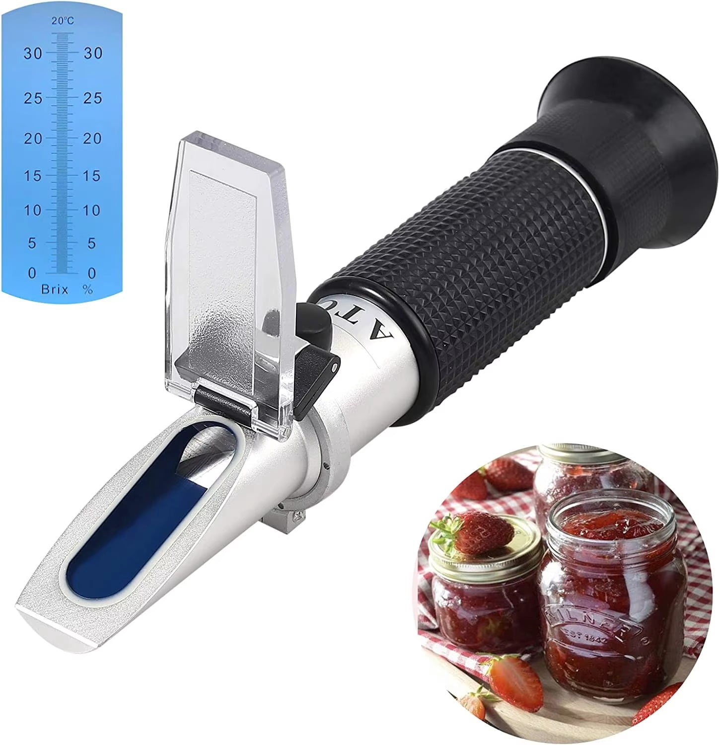 Brix Refractometer Tester With ATC Calibration Sugar 0-32% Tools Meter ...