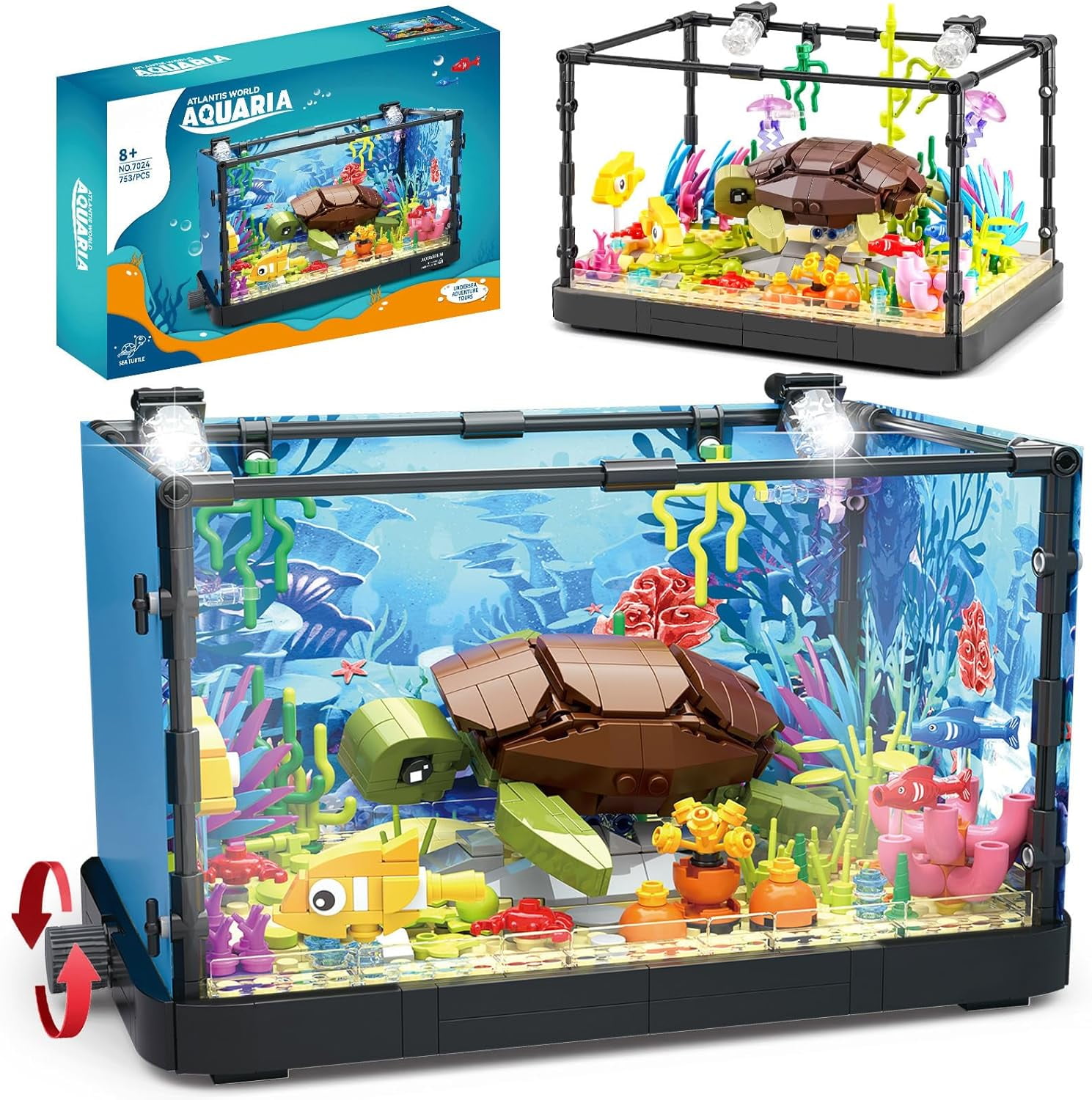 BrixVibe Turtle Building Blocks Set Fish Tank with Light Compatible ...