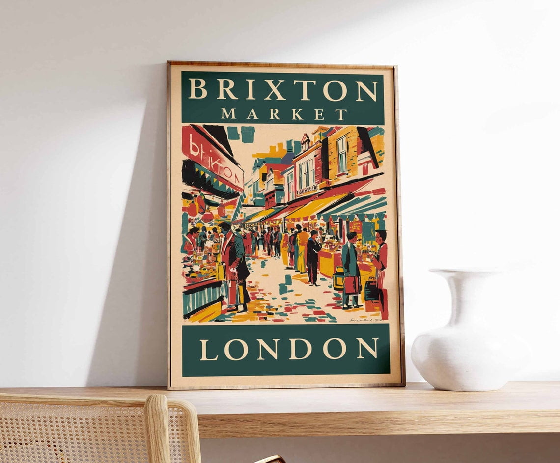 Brixton Market Poster, London Print, London Art, London Poster, London ...