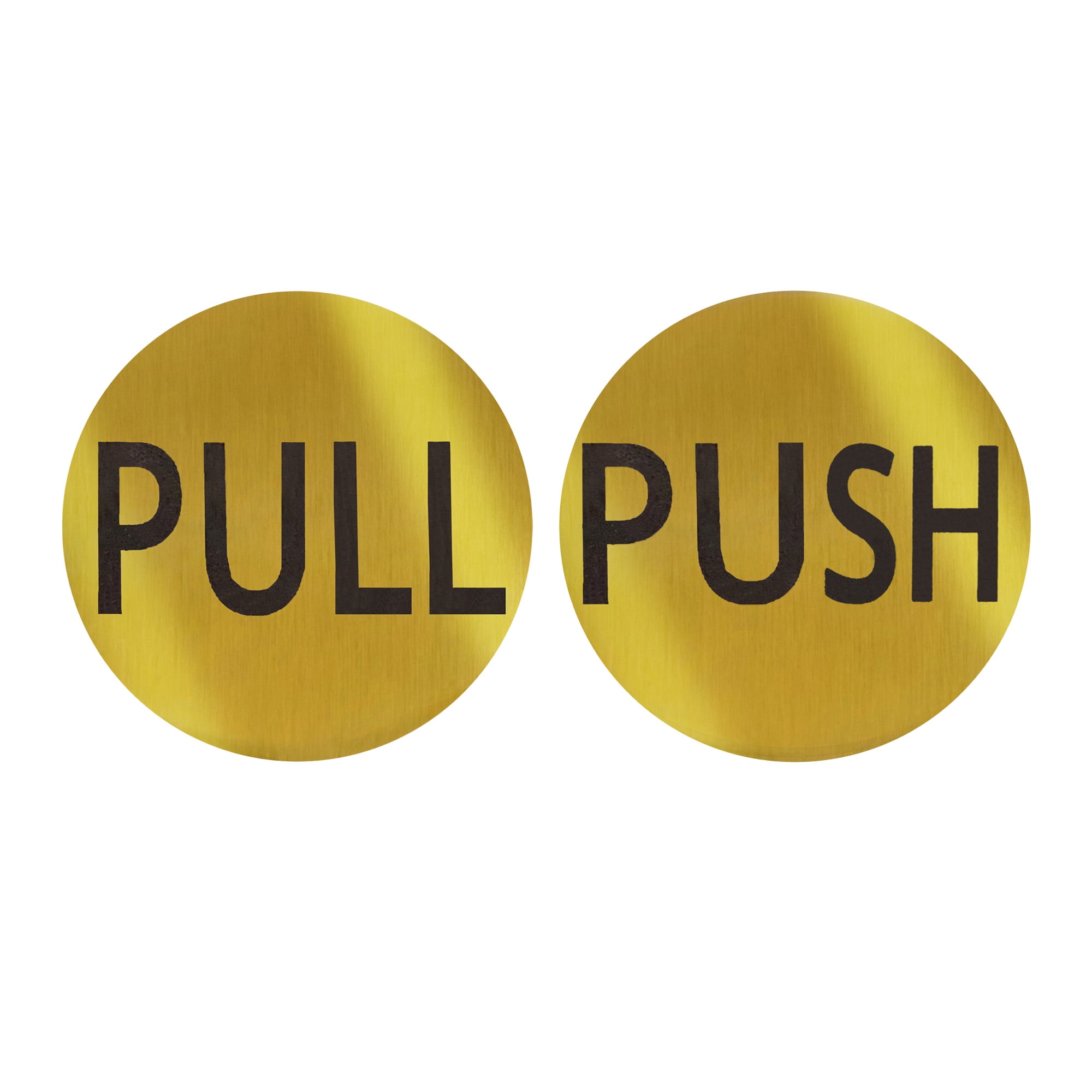 Brixwell Round Push Pull Door Sign Set, Polished Brass Finish ...
