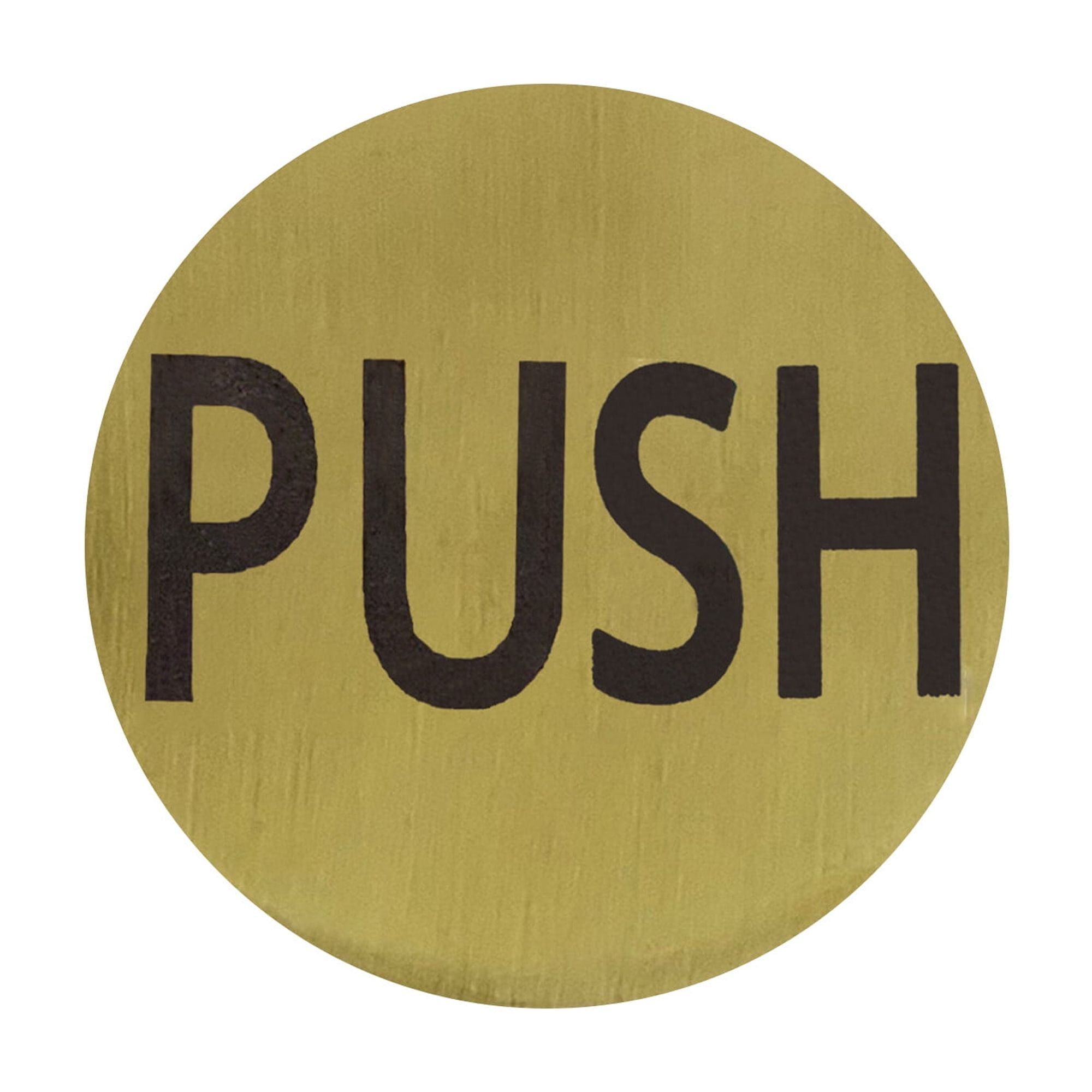 Brixwell Round Push Door Sign, Satin Brass Finish, Commercial Signage ...