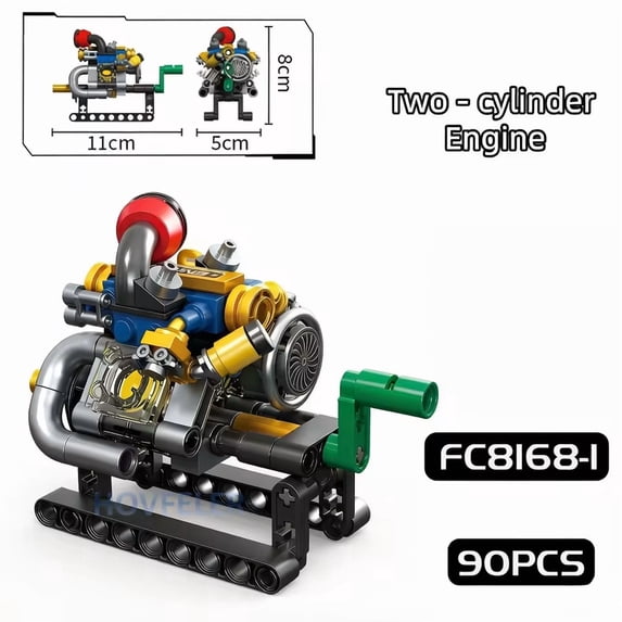 Brixzonecho Two-Cylinder Engine Building Set Compatible with Lego ...