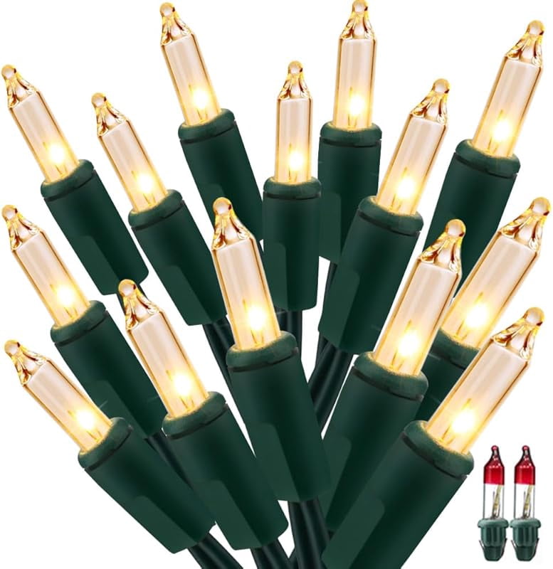 BrizLabs Clear Christmas Lights Outdoor 300 Count 69.6ft Incandescent ...