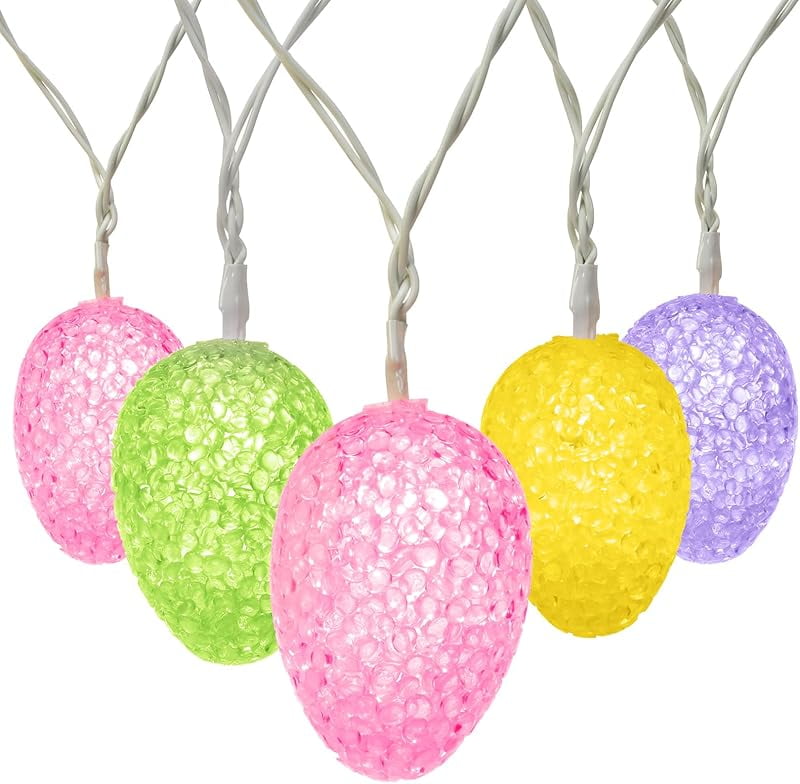 BrizLabs Easter Egg Lights, 13.12ft 20 LED Pastel Lights, Steady On Easter Eggs Ornaments ...