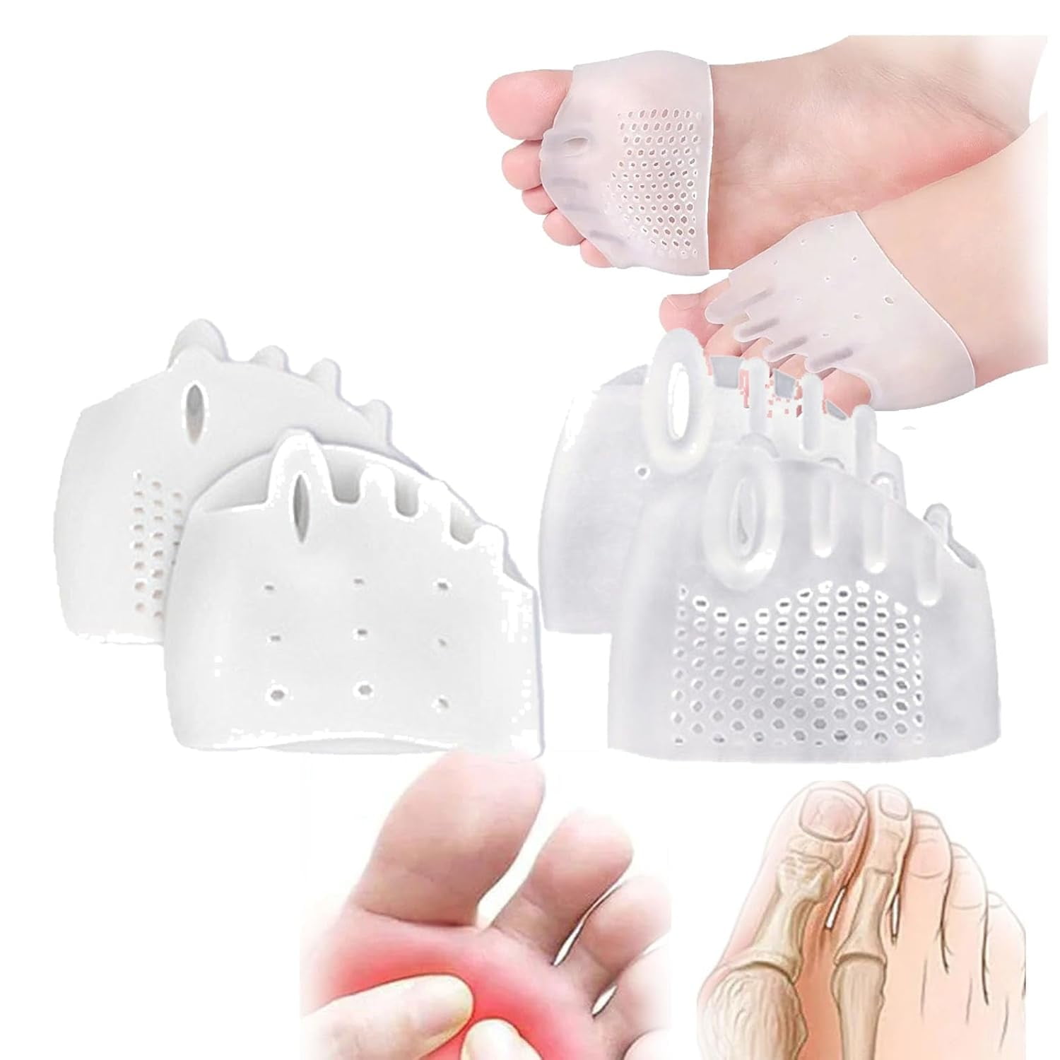 Briza Toe Sleeves, 2/4 Pairs Silicone Toe Sleeves Toe Protectors ...