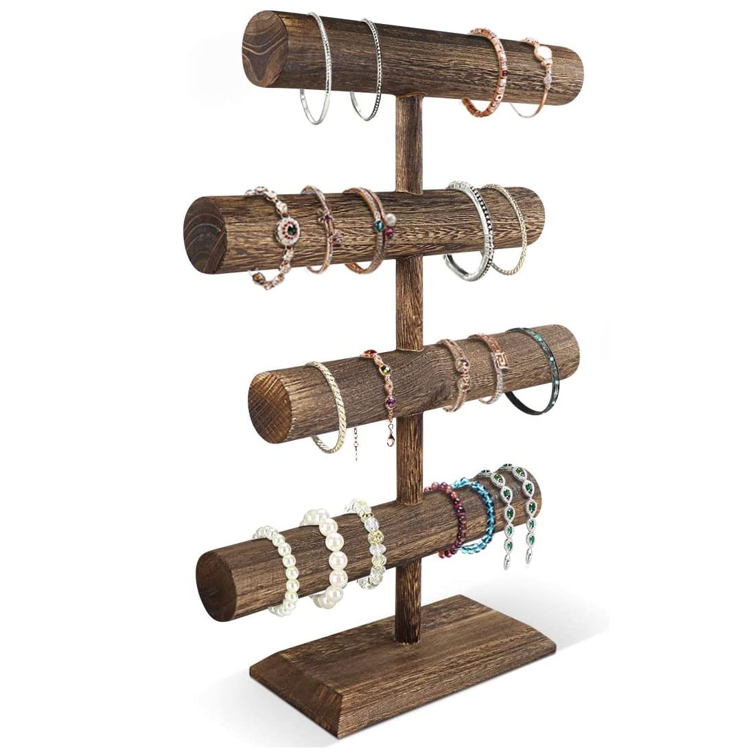 Brizi Living 4-Tier Wooden Jewelry Display Stand, Bracelet Holder ...